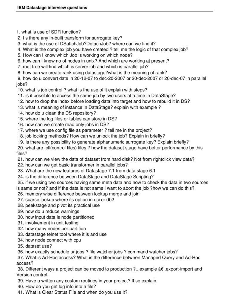Ibm Datastage Interview Questions | PDF