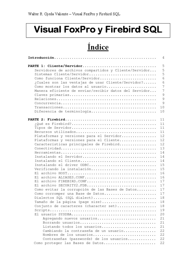 Visual FoxPro y Firebird SQL | PDF | Tabla (base de datos) | Archivo de computadora