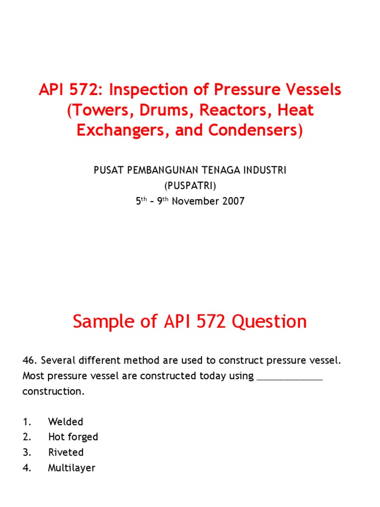 API 572 Practise Question | Download Free PDF | Corrosion | Heat Exchanger