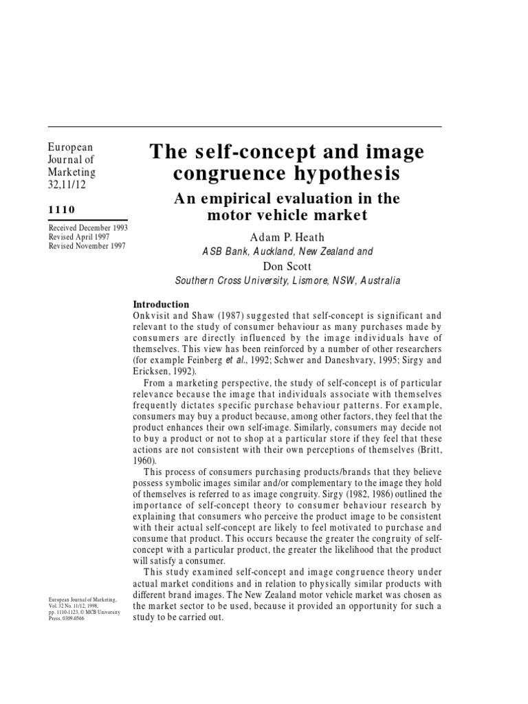 Self-Concept and Image Congruence | PDF | Cronbach's Alpha | Self Concept