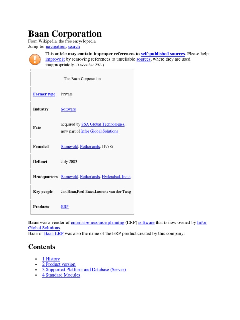 Baan Corporation | PDF | Business Software | Computing