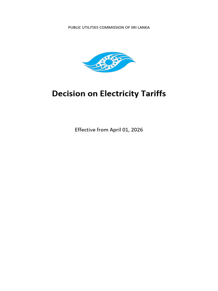 Full Decision Document on Electricity Tariffs - April 2026 | PDF ...