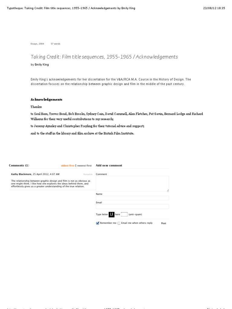 Typotheque Taking Credit Film Title Sequences, 1955-1965 | PDF ...