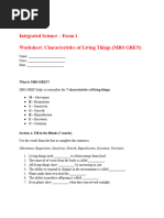 IGCSE Worksheet: MRS GREN Overview | PDF
