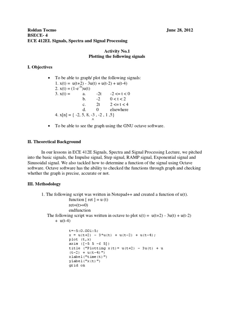 Signal Plotting with GNU Octave | PDF | Signal (Electrical Engineering) | Signal Processing