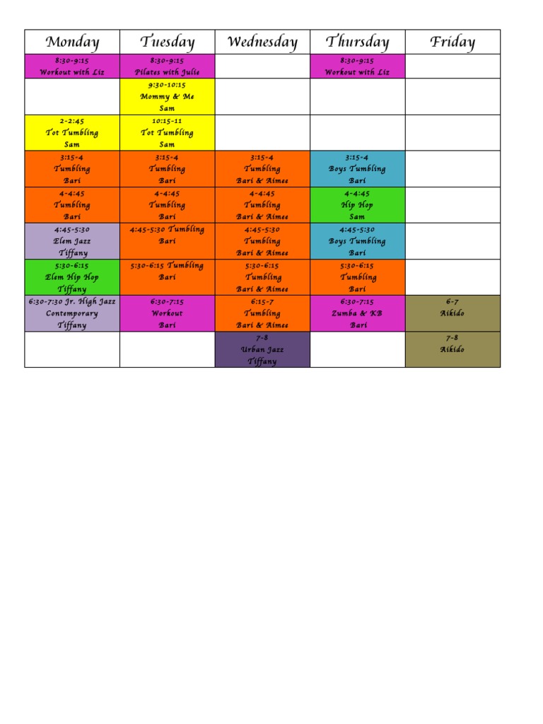 Studio Schedule | PDF