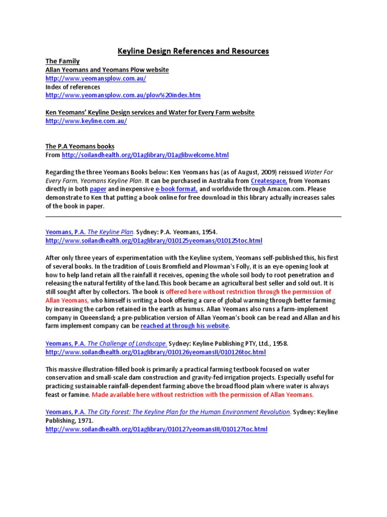 Keyline Design References and Resources | PDF | Soil Science | Ecology