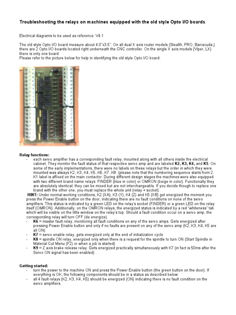 Troubleshooting The Relays On Machines Equipped With The Old Style Opto ...