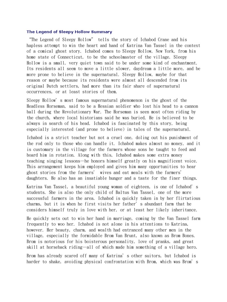 The Legend of Sleepy Hollow Summary | PDF | The Legend Of Sleepy Hollow
