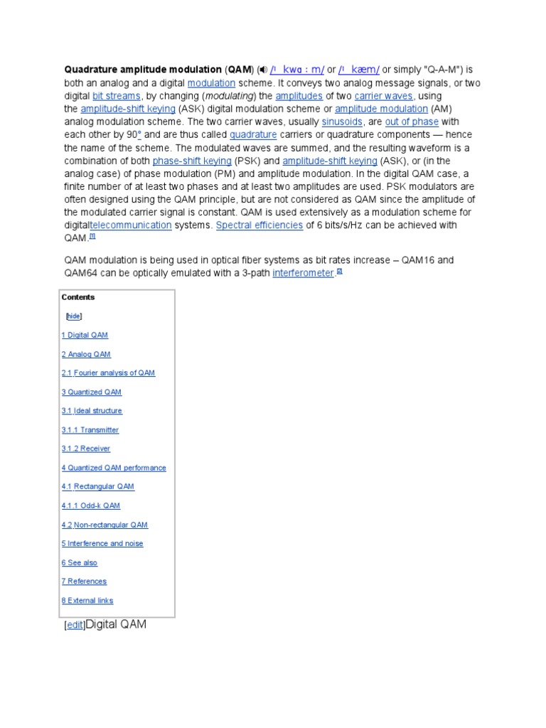 QAM Modulation Explained | PDF | Modulation | Physical Layer Protocols