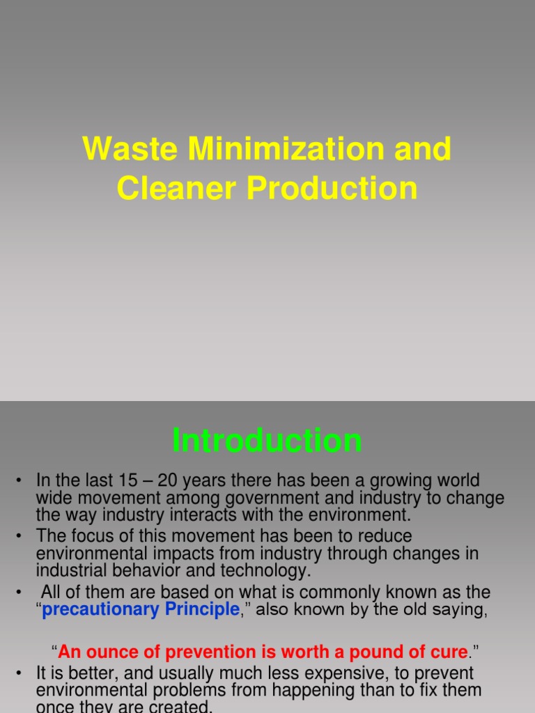 Waste Minimization and Cleaner Production | Life Cycle Assessment ...