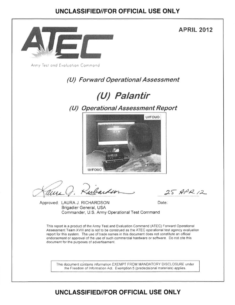 Army Report On Palantir Software System | PDF