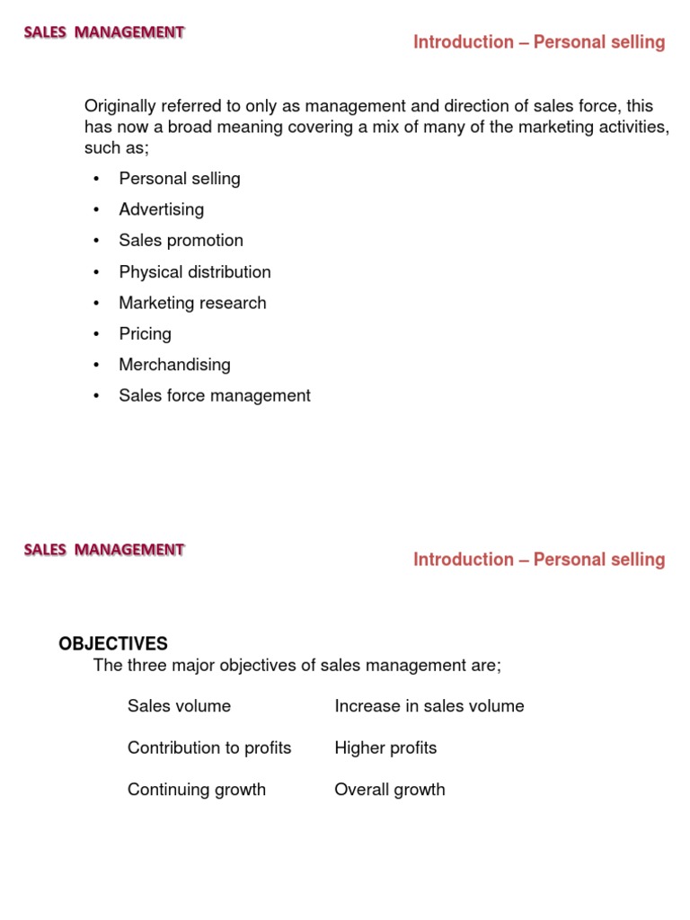 01-02-Introduction and Personal Selling | PDF | Sales | Marketing