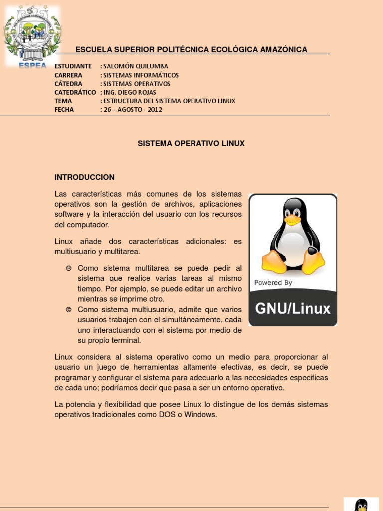 Estructura Del Sistema Operativo Linux | PDF | Sistema operativo ...