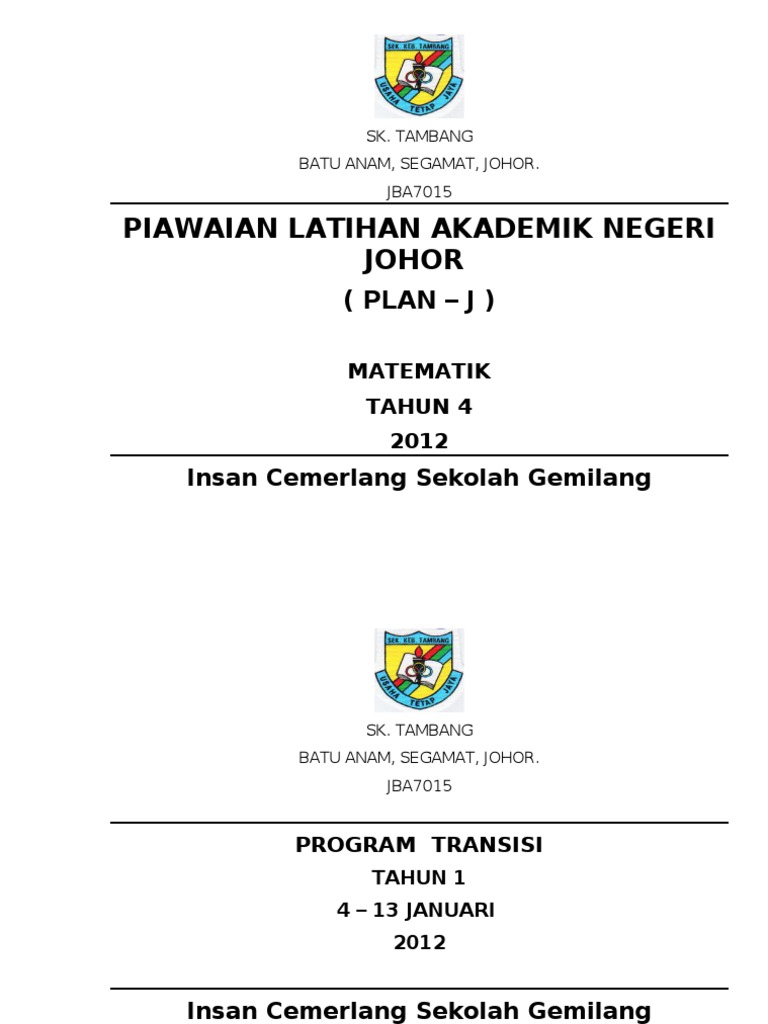 Muka Depan RPT BM | PDF