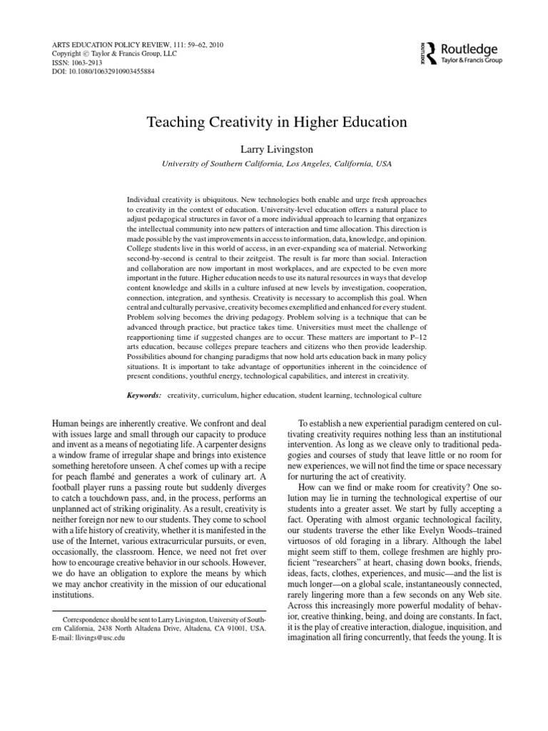 Creativiti and Teacher | PDF | Creativity | Lecture