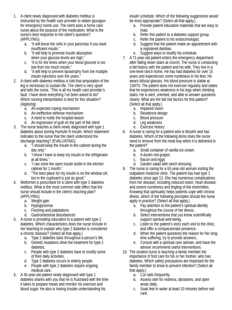 Diabetes-Mellitus-Questions | PDF | Diabetes | Glycated Hemoglobin