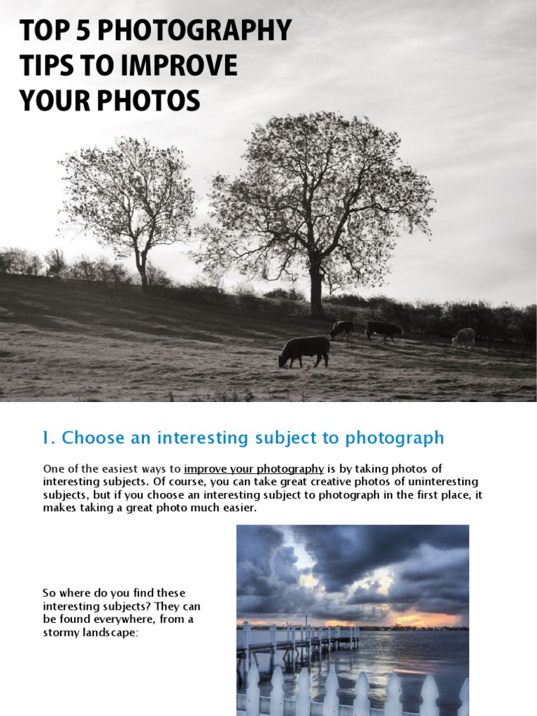 Top 5 Photography Tips To Improve Your Photos | PDF | Shutter Speed ...