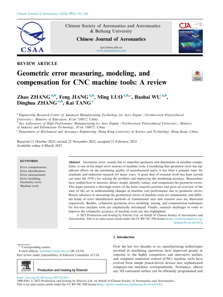 Geometric Error Measuring, Modeling, And Compensation for CNC Machine ...