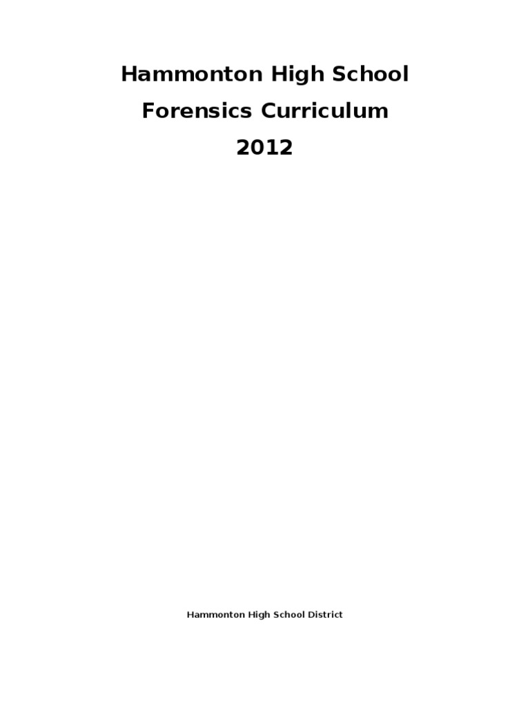 Hammonton High School Forensics Curriculum 2012 | PDF | Forensic ...