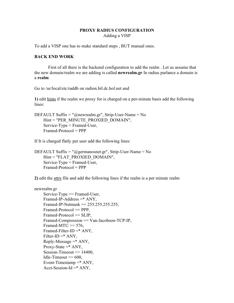 Proxy Radius Configuration | PDF | Radius | Proxy Server