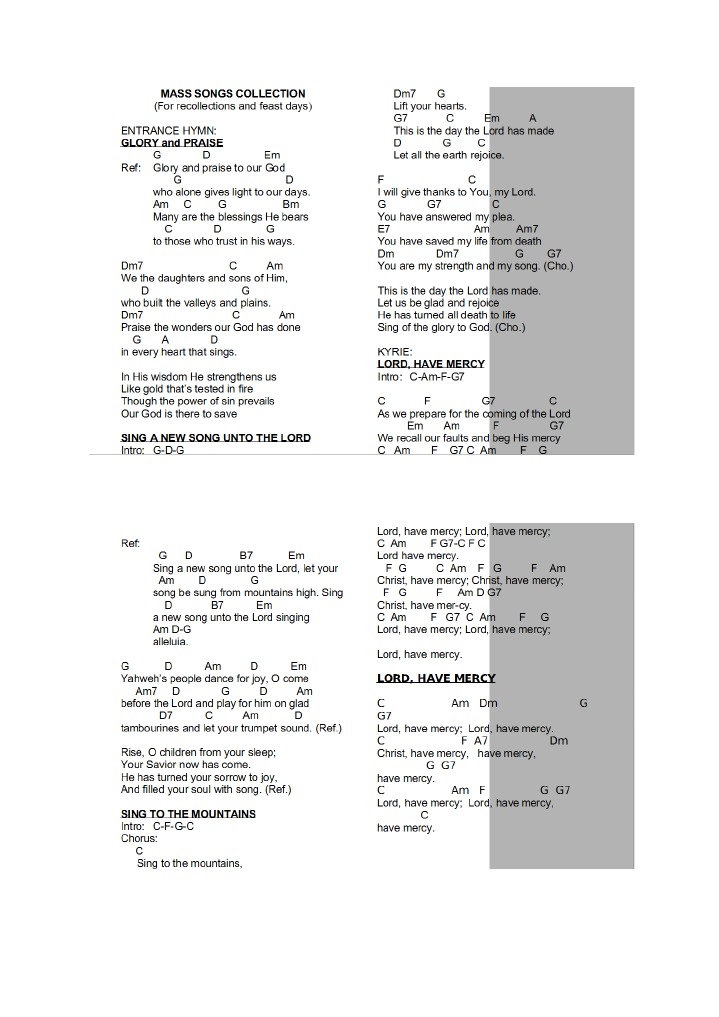 Mass Song Collection With Chords | PDF | Foreign Language Studies