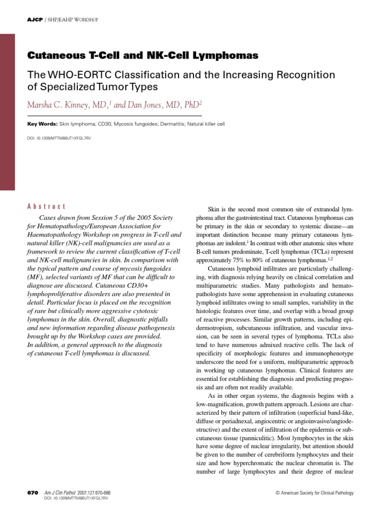 The WHO-EORTC Classification | PDF | Natural Killer Cell | Cutaneous ...