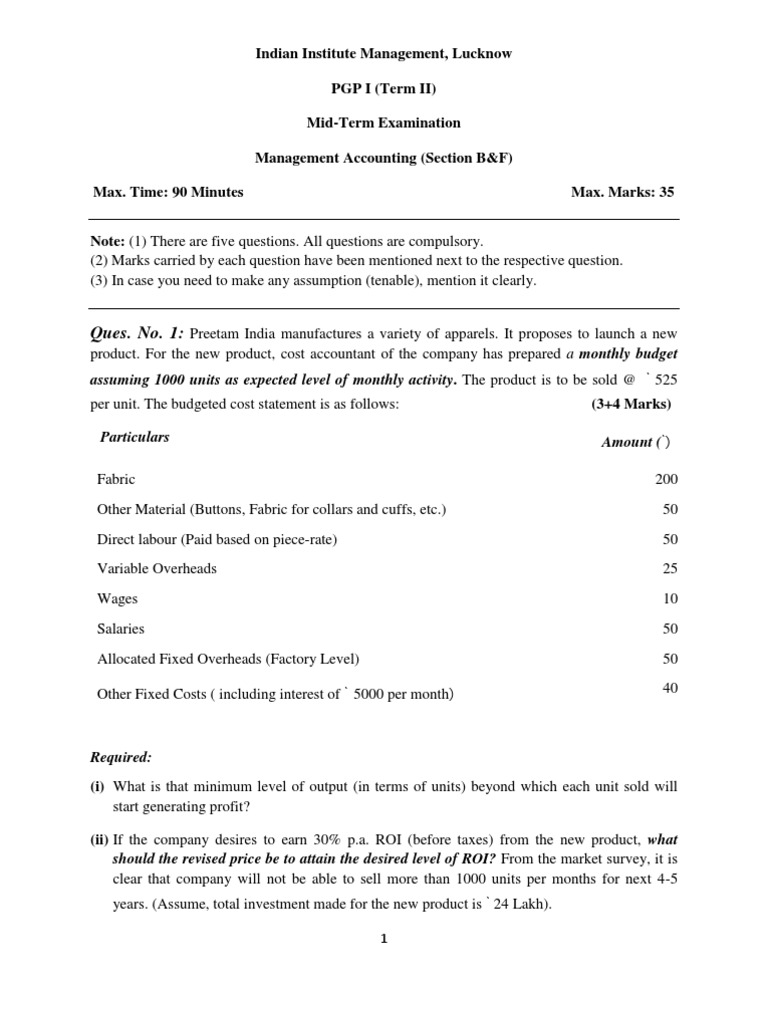 MANAC Questions | PDF | Inventory | Cost