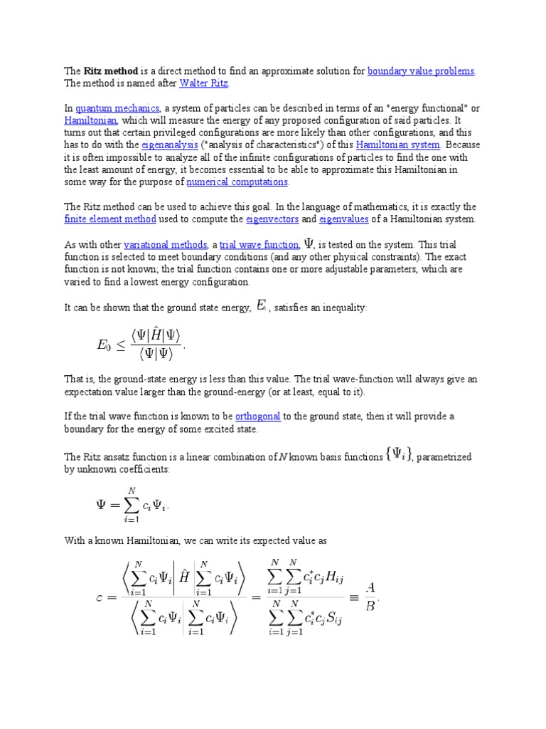The Ritz Method | PDF | Theoretical Physics | Mathematical Concepts