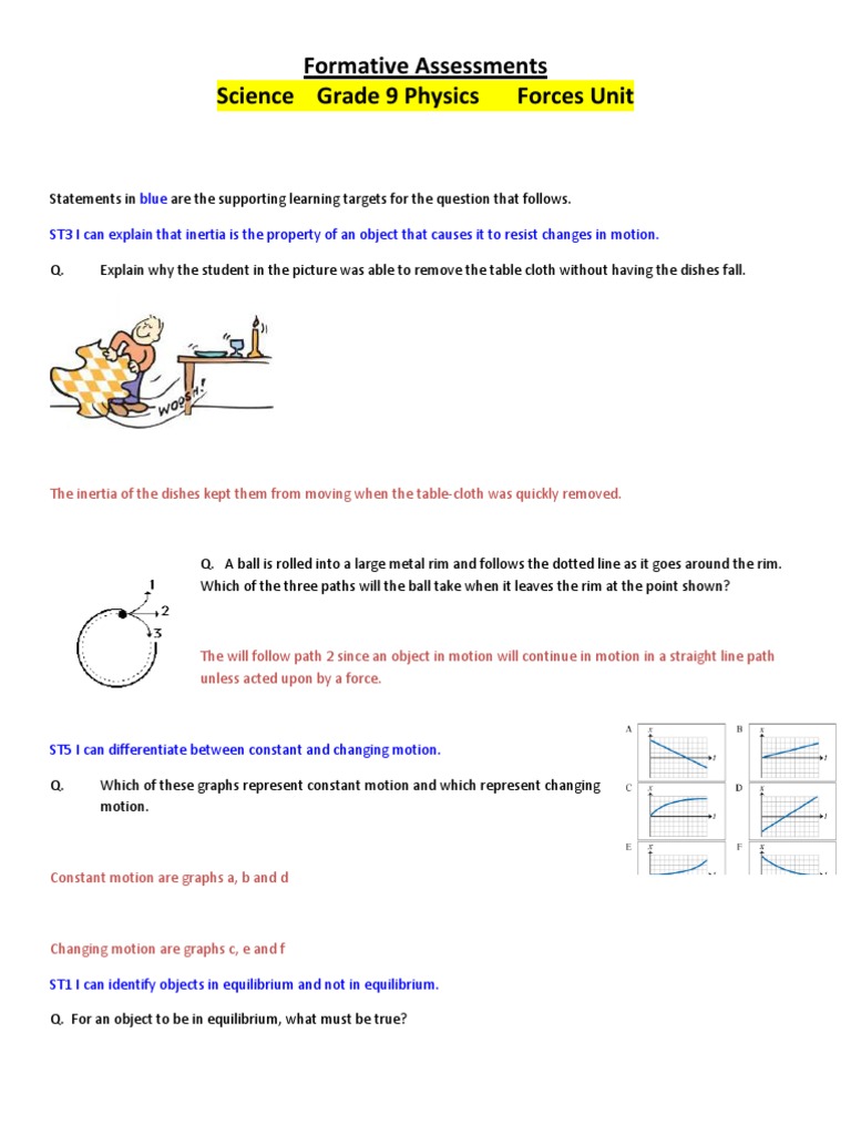 Grade 9 Physics Forces Assessment | PDF | Acceleration | Force