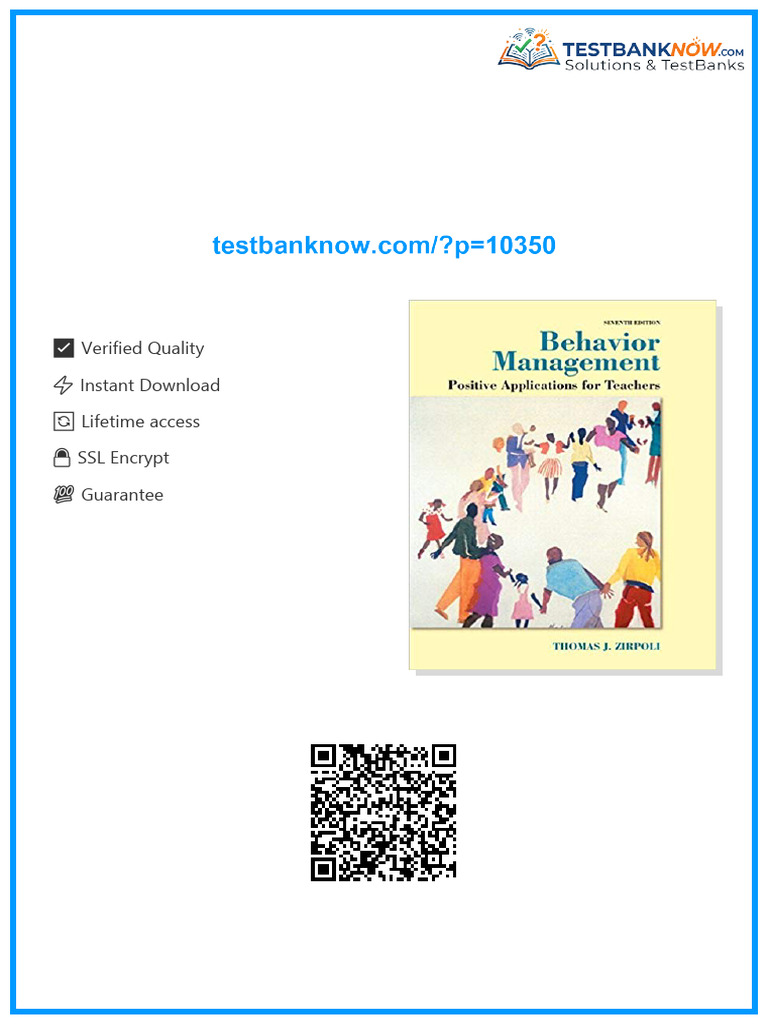 Test Bank for Behavior Management Positive Applications for Teachers ...