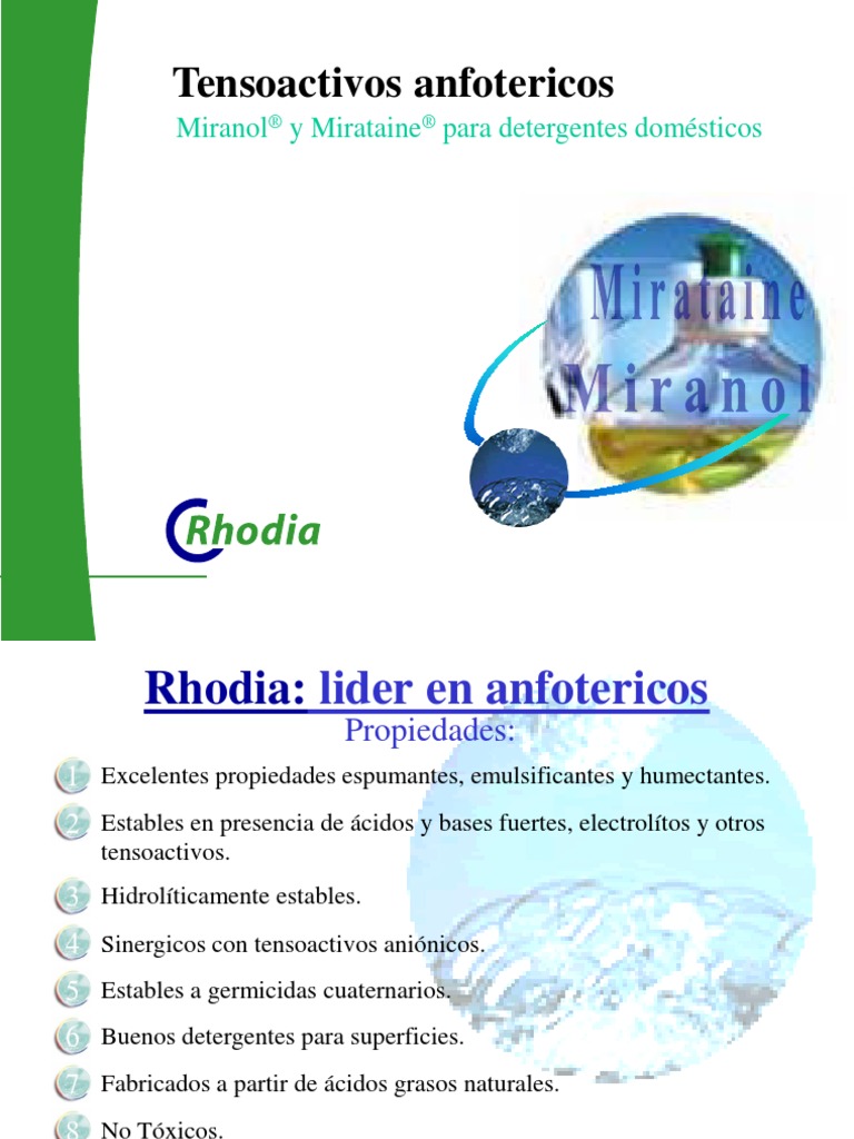 Tensoactivos Anfóteros para Detergentes | PDF | Detergente | Materia suave