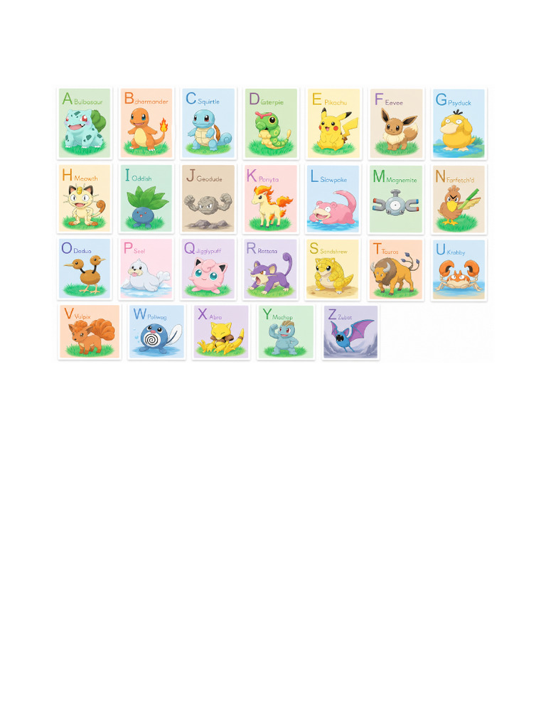 Flashcards Pokemon Com Desenhos-1 | PDF