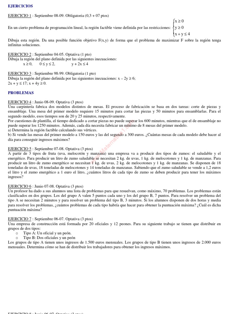 Selectividad - Programación Lineal | PDF | Vino | Kilogramo