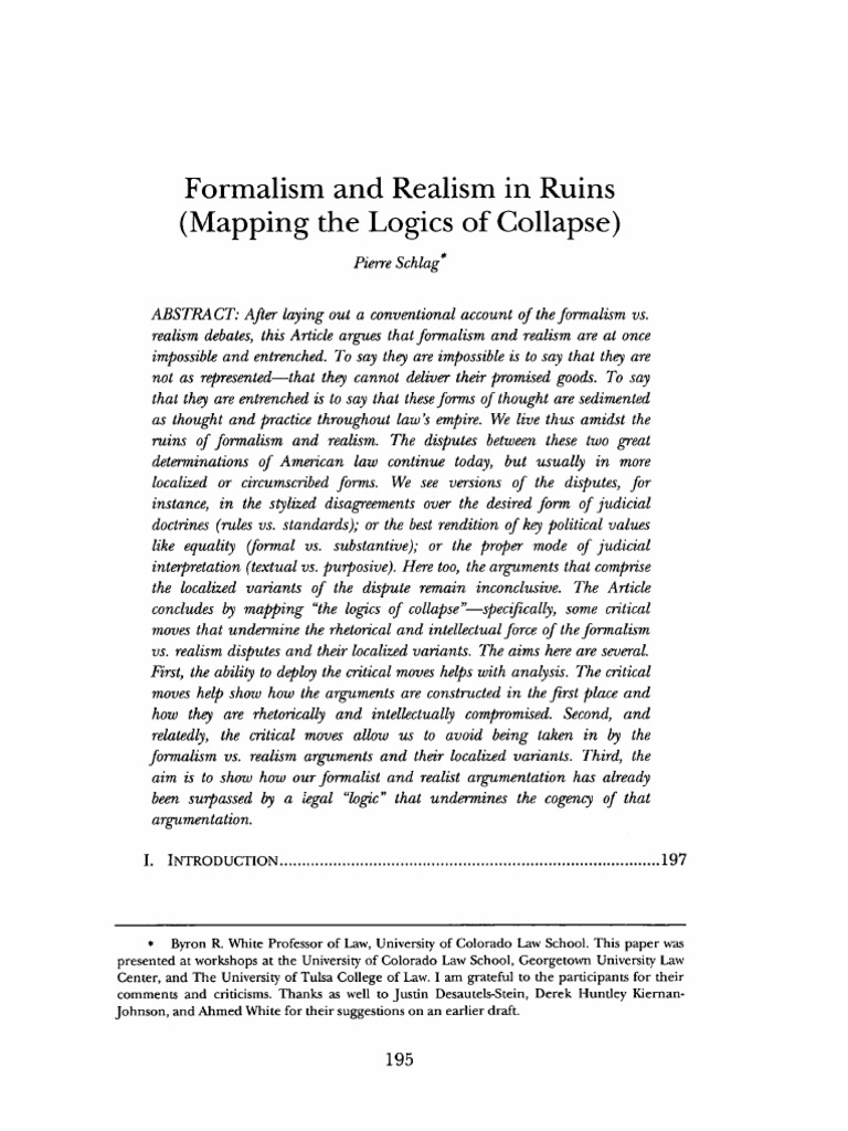 Formalism and Realism in Ruins (Mapping The Logics of Collapse) | PDF ...