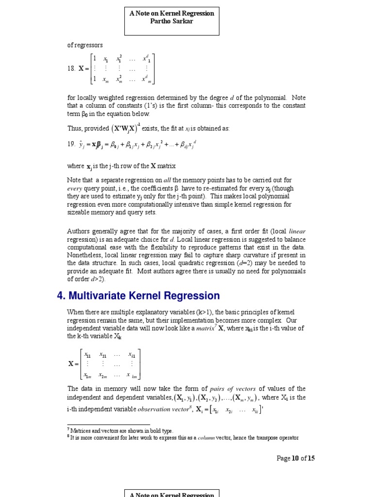 Multivariat Kernel Regression | PDF | Errors And Residuals | Linear Regression
