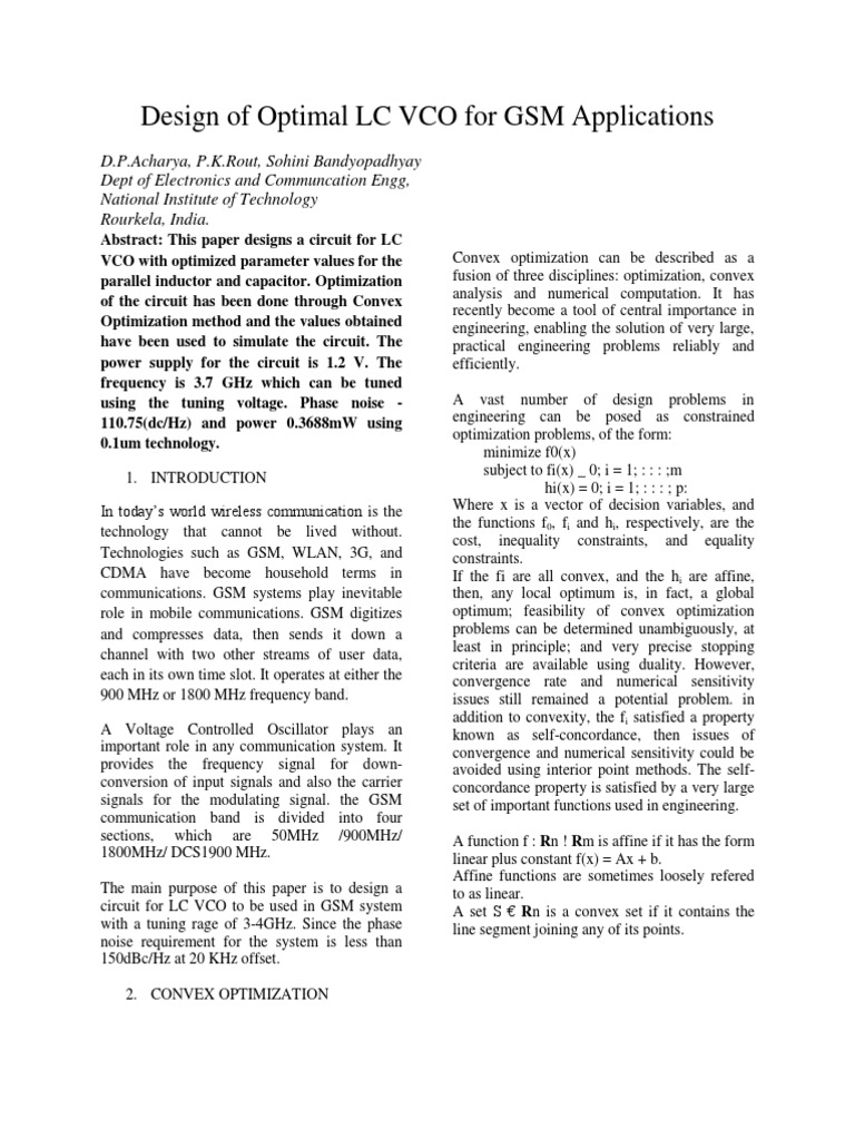 Paper LC Vco Sohini | PDF | Inductor | Mathematical Optimization