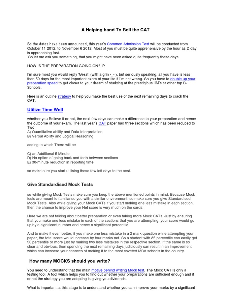 CAT Exam Preparation Strategy | PDF | Evaluation Methods | Cognition