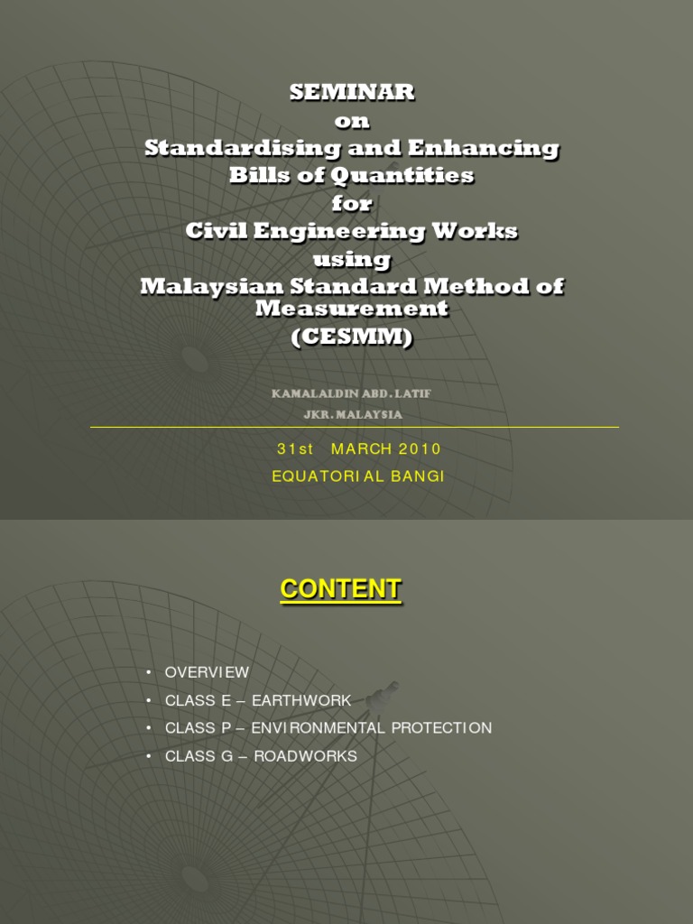 Seminar On Standardising and Enhancing Bills of Quantities For Civil ...