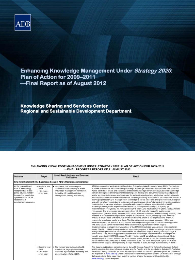 Enhancing Knowledge Management Under Strategy 2020: Plan of Action For ...
