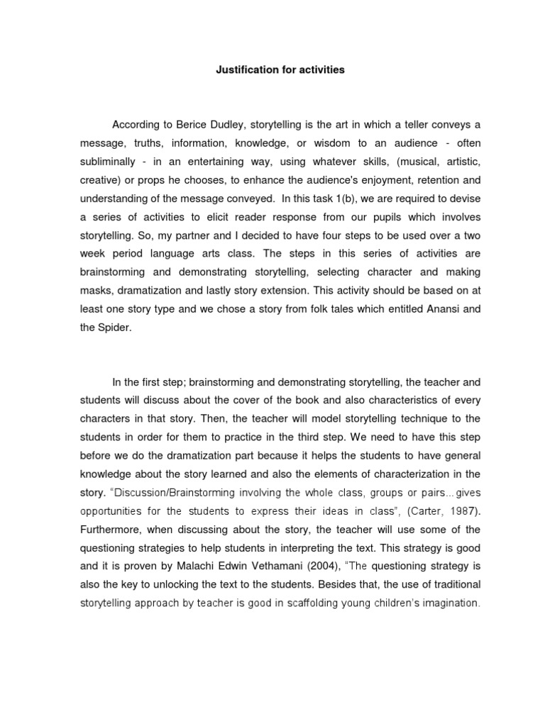 TASK 1 Justification | PDF | Storytelling | Motivation