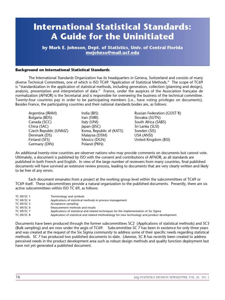 Guide to International Statistical Standards | PDF | Accuracy And ...