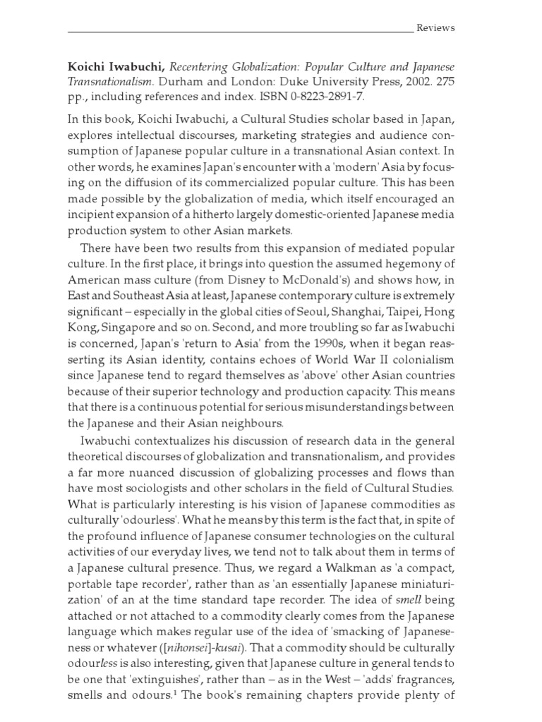 Koichi Iwabuchi Recentering Globalization PC Jap - Rezumat | PDF ...