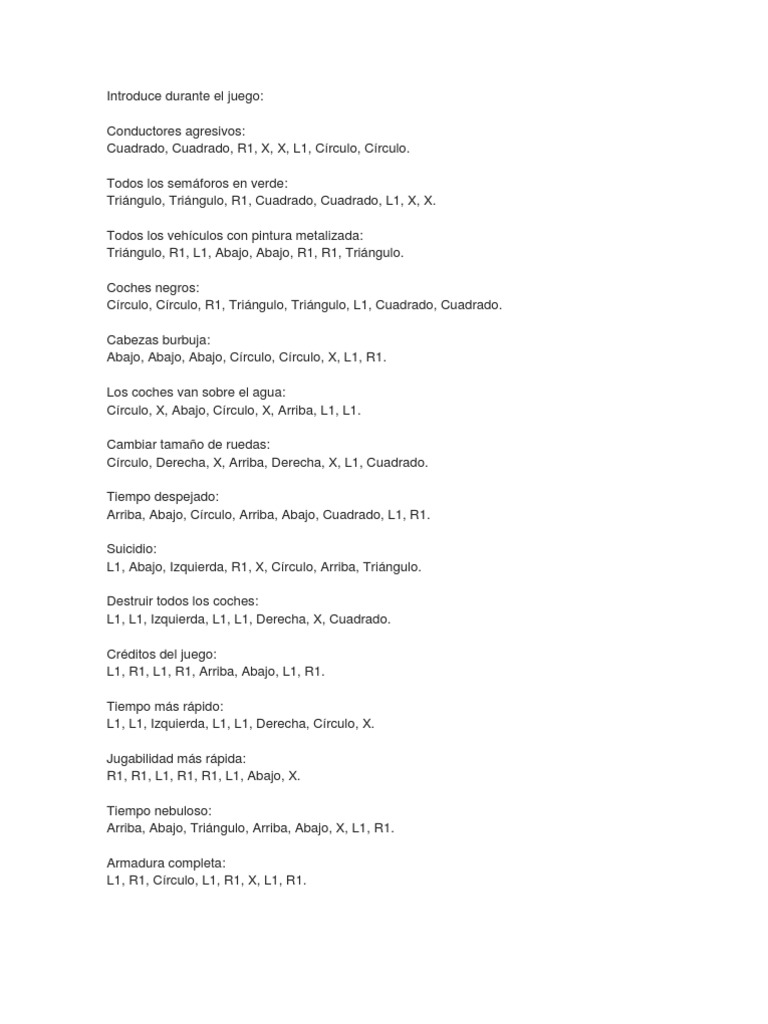 GTa Liberty City Stories Cheats - PSP | PDF | Ocio | Deportes