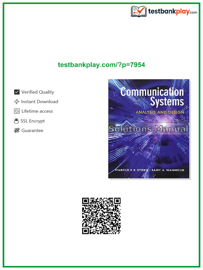 Communication Systems Analysis and Design 1st Edition Stern Solutions ...