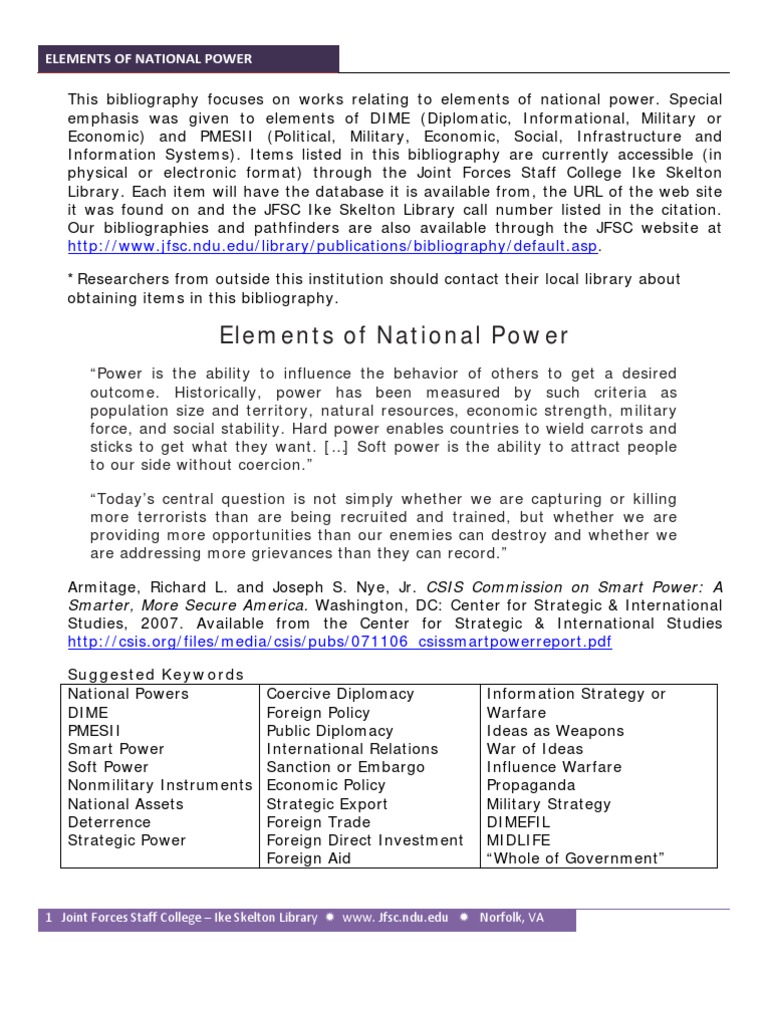 Elements of National Power Overview | PDF