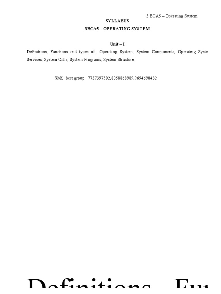 BCA5 Operating System Syllabus | PDF