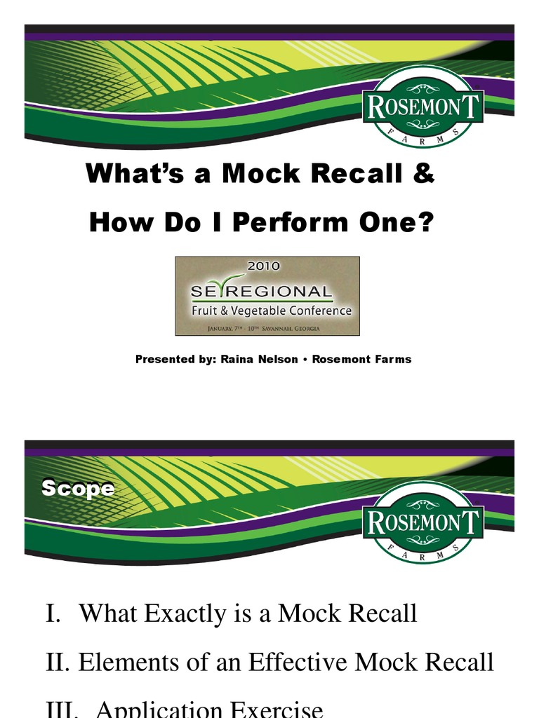 How To Conduct A Mock Recall Nelson | PDF | Recall (Memory) | Simulation