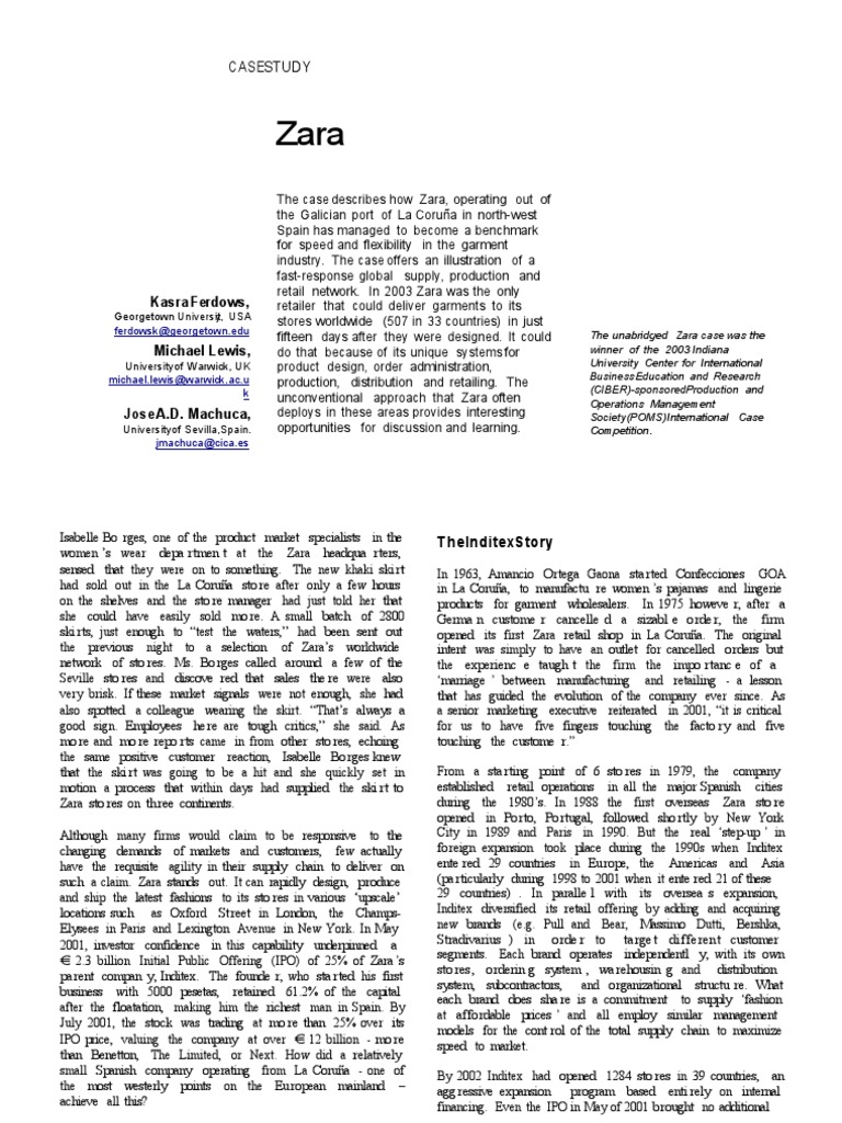 Case Study Zara | PDF | Procurement | Retail