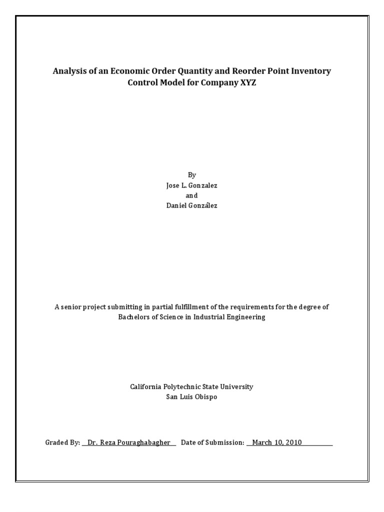 EOQ Inventory Management | PDF | Inventory | Forecasting